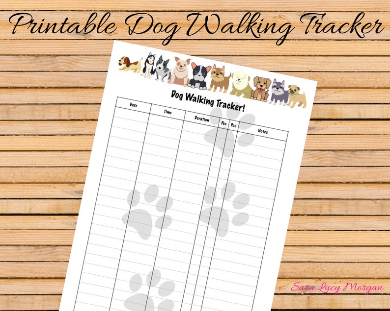 Printable Dog Walking Tracker in A4 PDF. Pet Walking. Dog Tracker. Dog ...