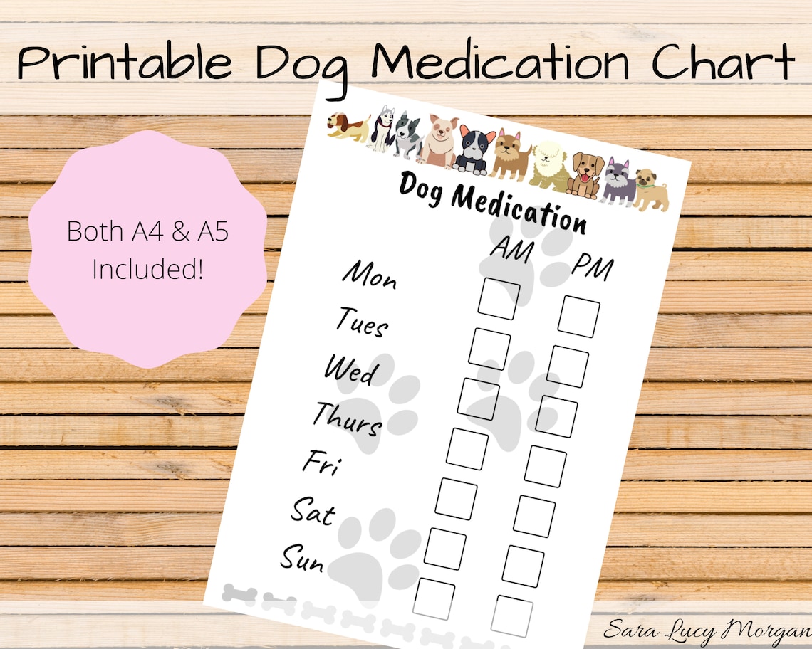 Printable Dog Medication Chart. Medication Schedule. Dog Medication ...