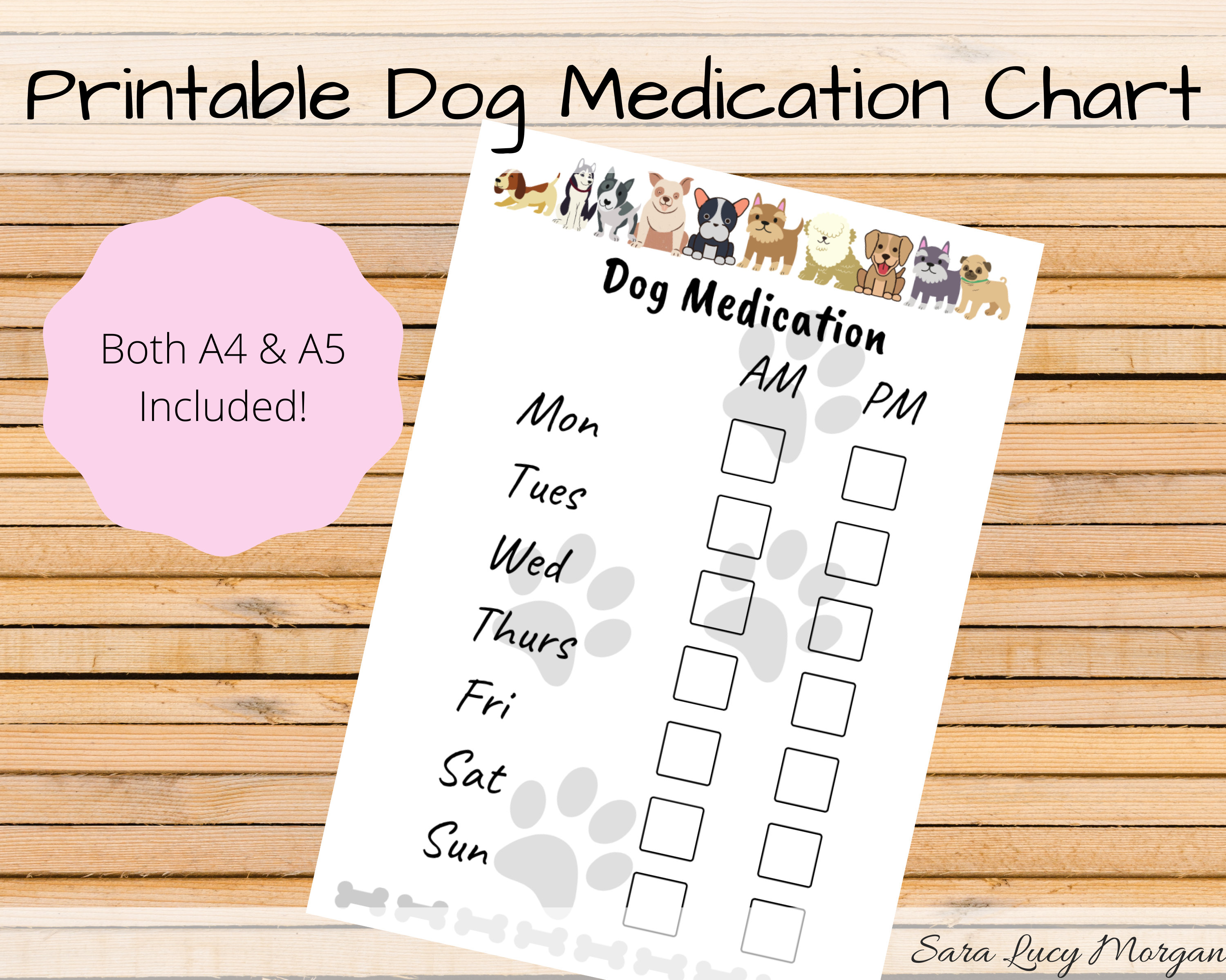 Printable Dog Medication Chart. Medication Schedule. Dog Medication ...