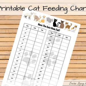 Monthly Printable Cat Feeding Chart. Cat Food Schedule. Pet Food ...