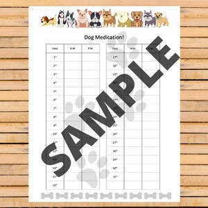 Printable Dog Medication Chart. Medication Schedule. Dog Medication ...