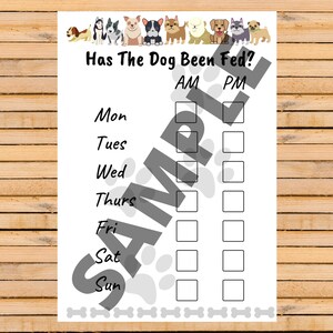 Printable Dog Feeding Chart. Dog Food Schedule. Pet Food Schedule. Dog ...