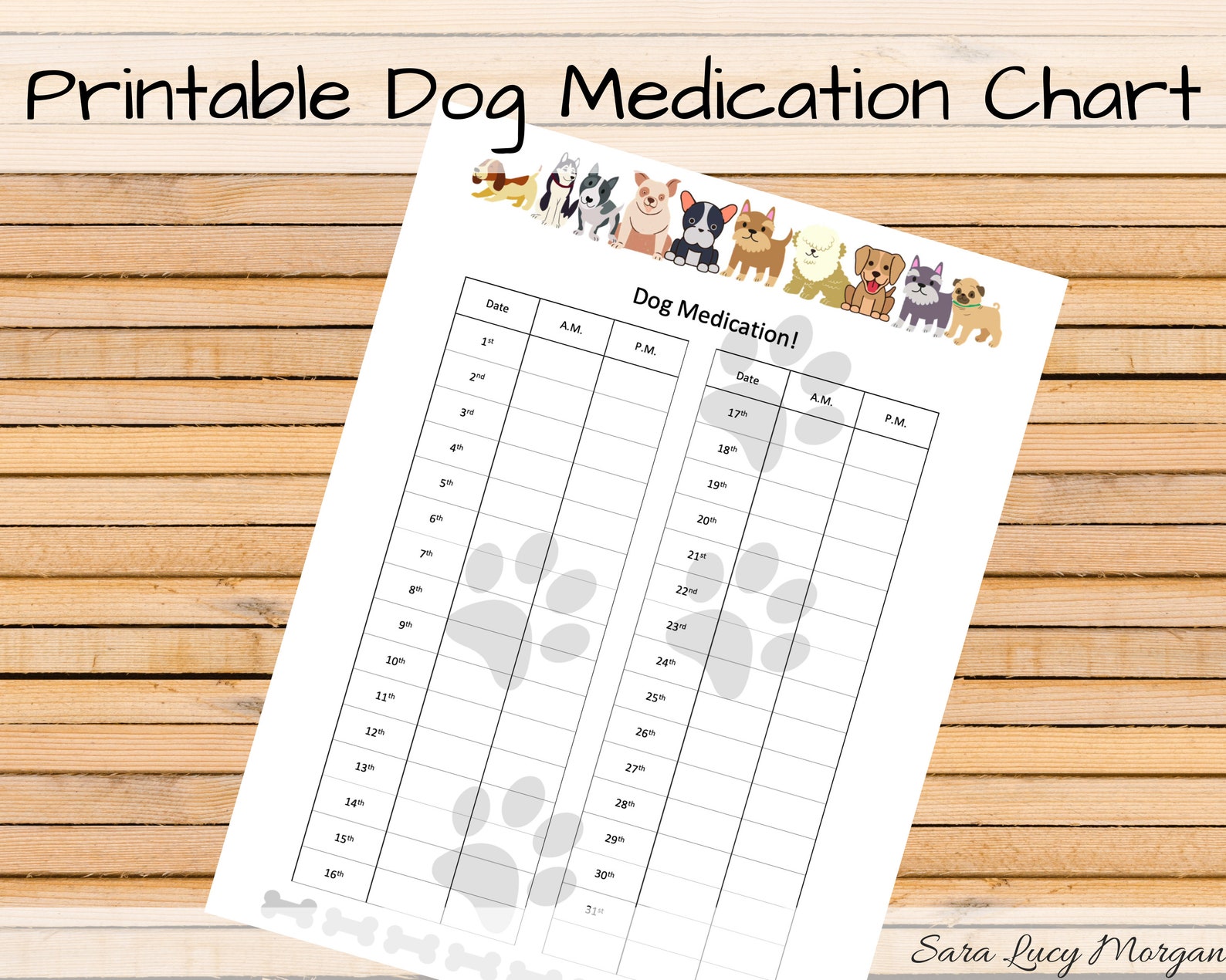 Printable Dog Medication Chart. Medication Schedule. Dog Medication ...