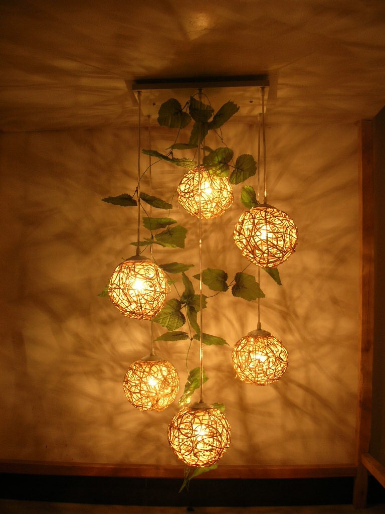 Woven Rattan Wicker Drop Light Rural Style Pedant Lamp Handmade Weaving ...