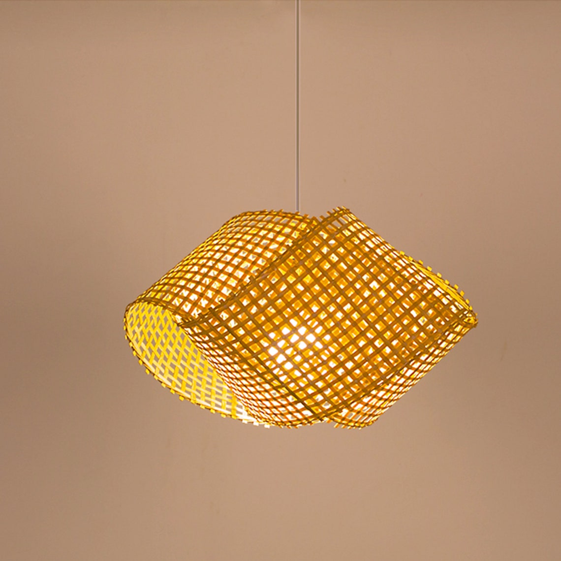 Woven Bamboo Pendant Lighting Fixtures Ceiling Hanging Light - Etsy