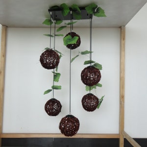 Woven Rattan Wicker Drop Light Rural Style Pedant Lamp Handmade Weaving ...
