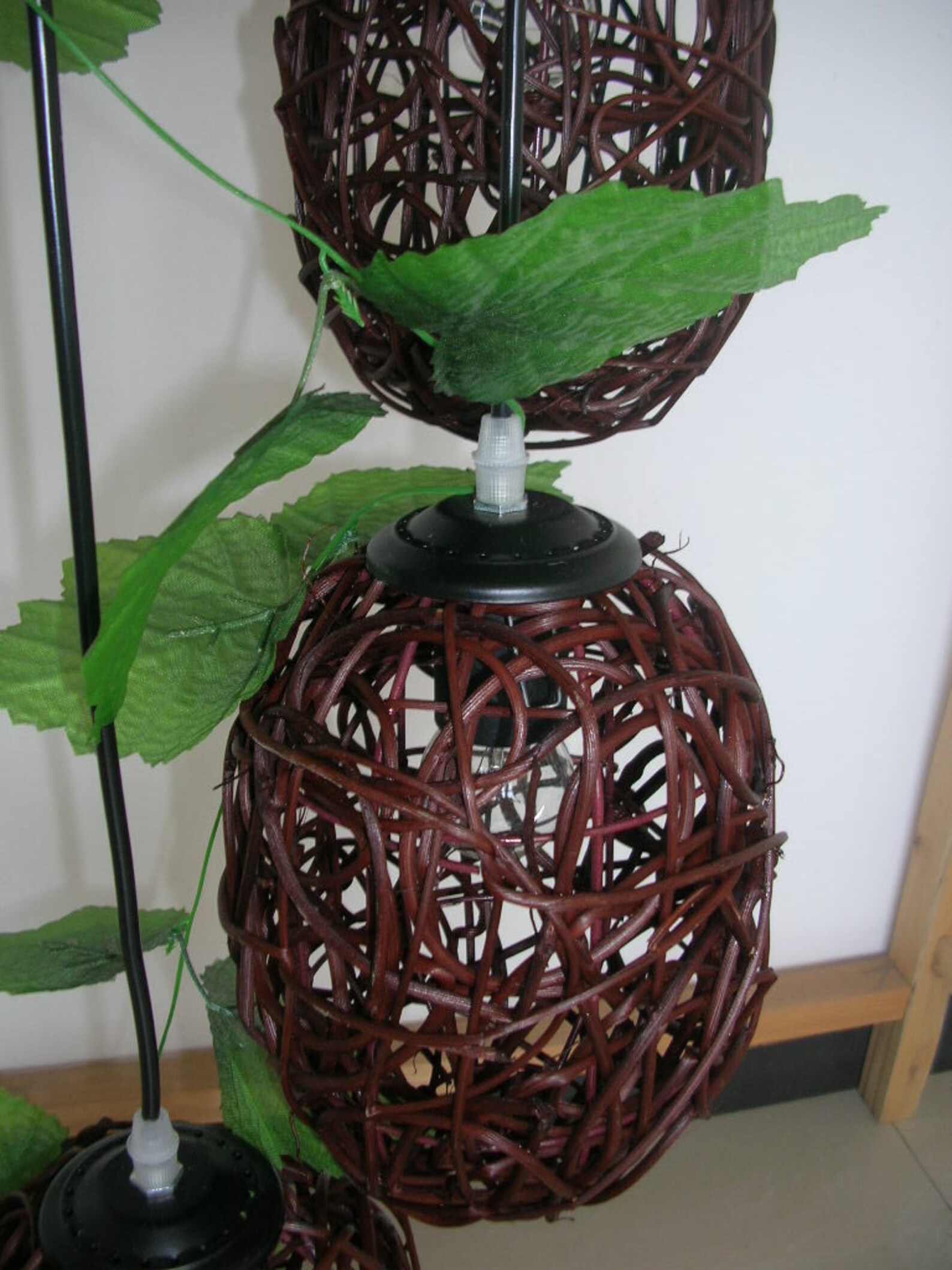 Handmade Art Lamp Wicker Cane Makes up Pedant Lamp Creative Craft Rural ...