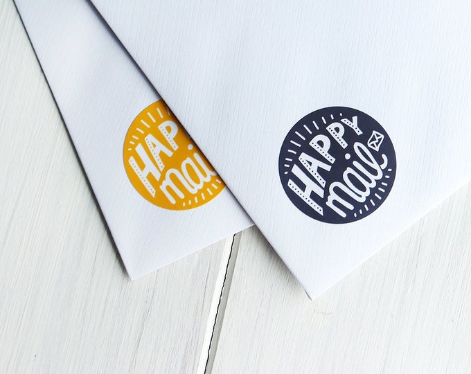 48 Happy Mail Stickers Happy Post Letter Small Envelope Seals 30mm ...