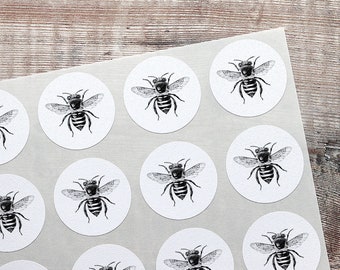 Bee Stickers One Inch Round Seals - Etsy