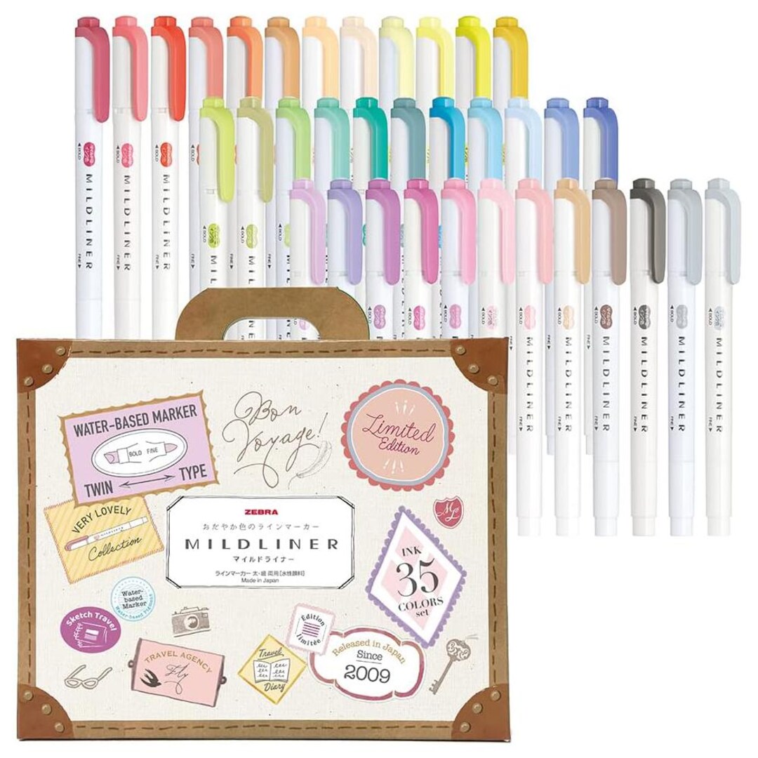 Zebra Mildliner 35 Colour Set Highlighter Gift Box Limited Edition ...
