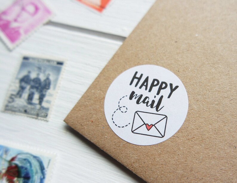 48 Happy Mail Stickers Happy Post Letter Small Envelope Seals | Etsy UK