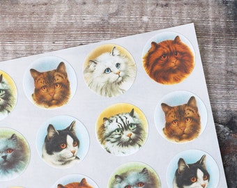 10 Vintage Cat Stamp Stickers, Vintage Inspired Stickers, Retro Cat ...