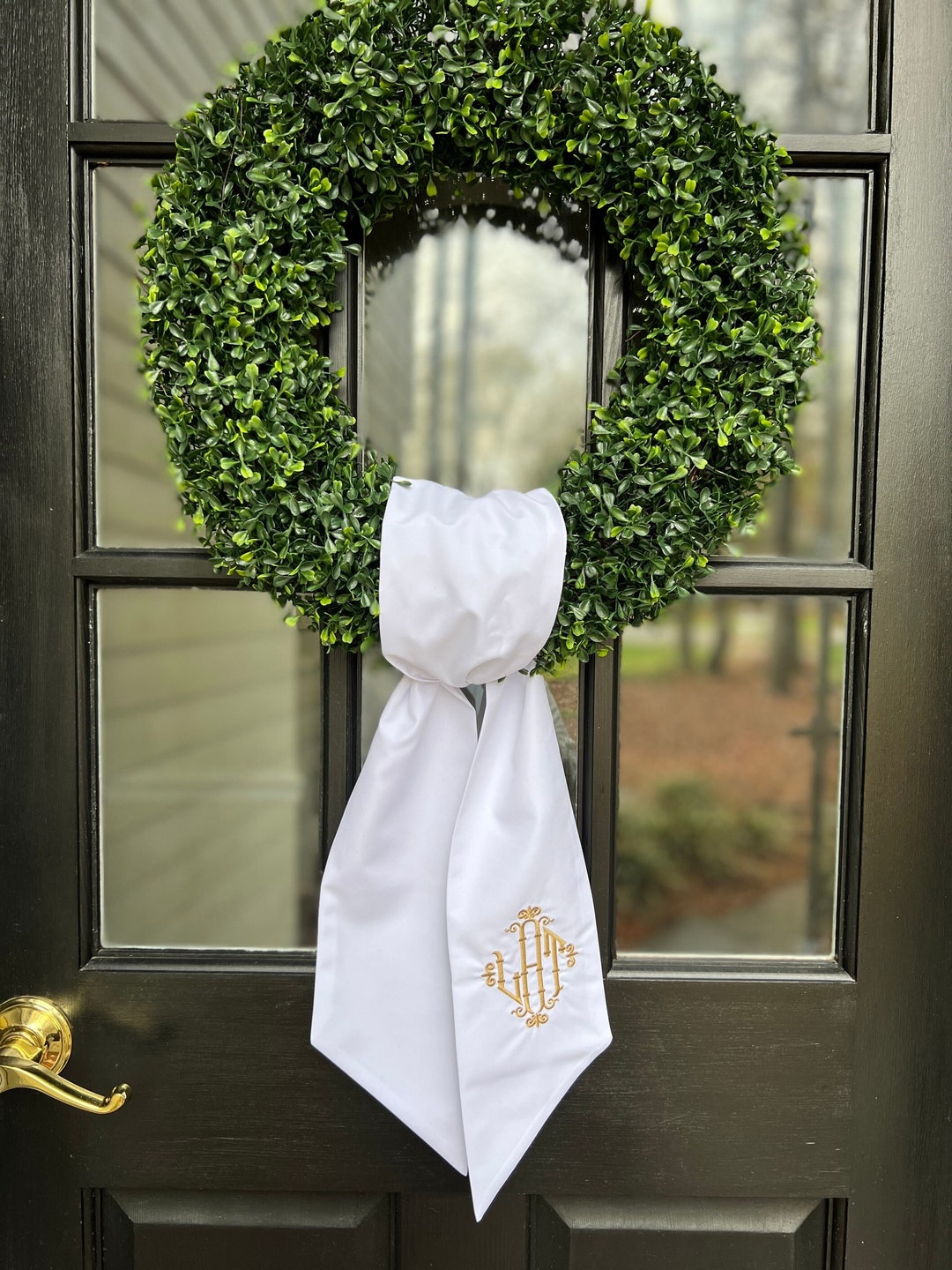 Monogrammed Wreath Sash- Embroidered Front Door Wreath Sash ...