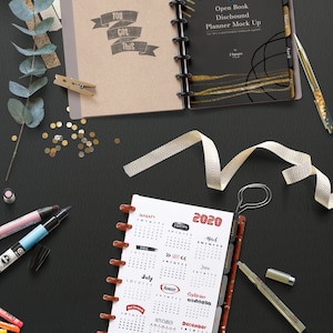 Planner Mockup & Moveable Props, Discbound Monthly Planner Folded ...