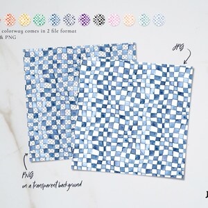 12 Watercolor Wavy Checker Printable Scrapbook Paper/ Checkerboard ...