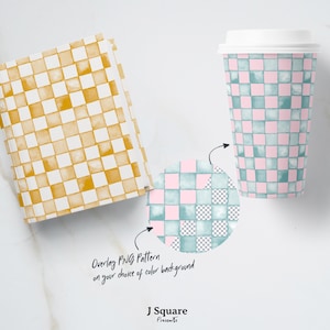 10 Watercolor Checker Printable Scrapbook Paper/ Checkered Seamless ...