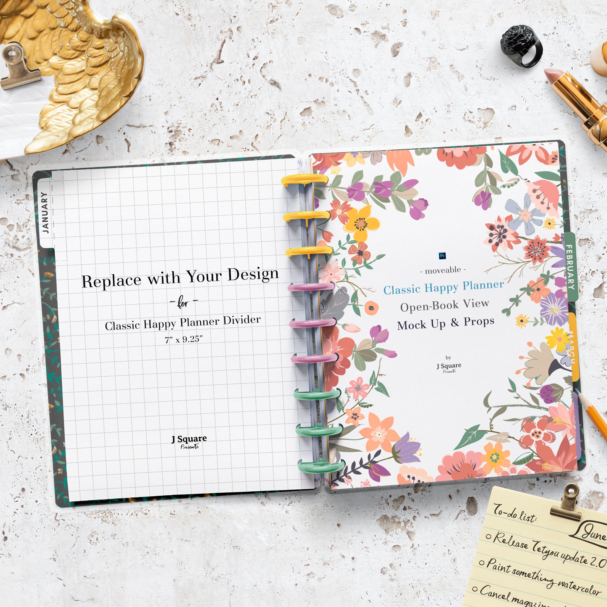 Happy Planner Mockup & Moveable Props, Classic Happy Planner Openbook ...