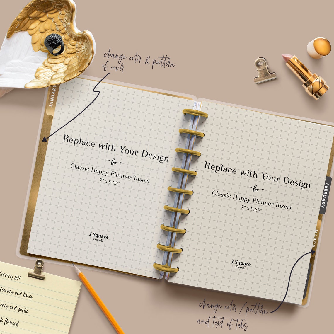 Happy Planner Mockup & Moveable Props, Classic Happy Planner Openbook ...