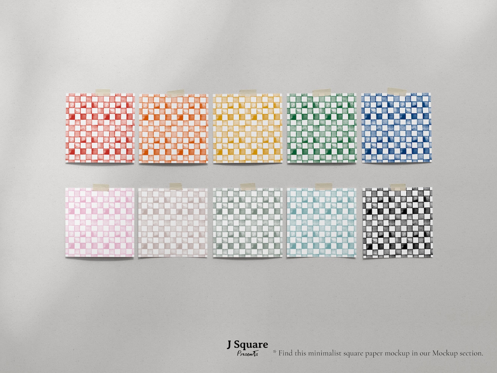 10 Watercolor Checker Printable Scrapbook Paper/ Checkered | Etsy