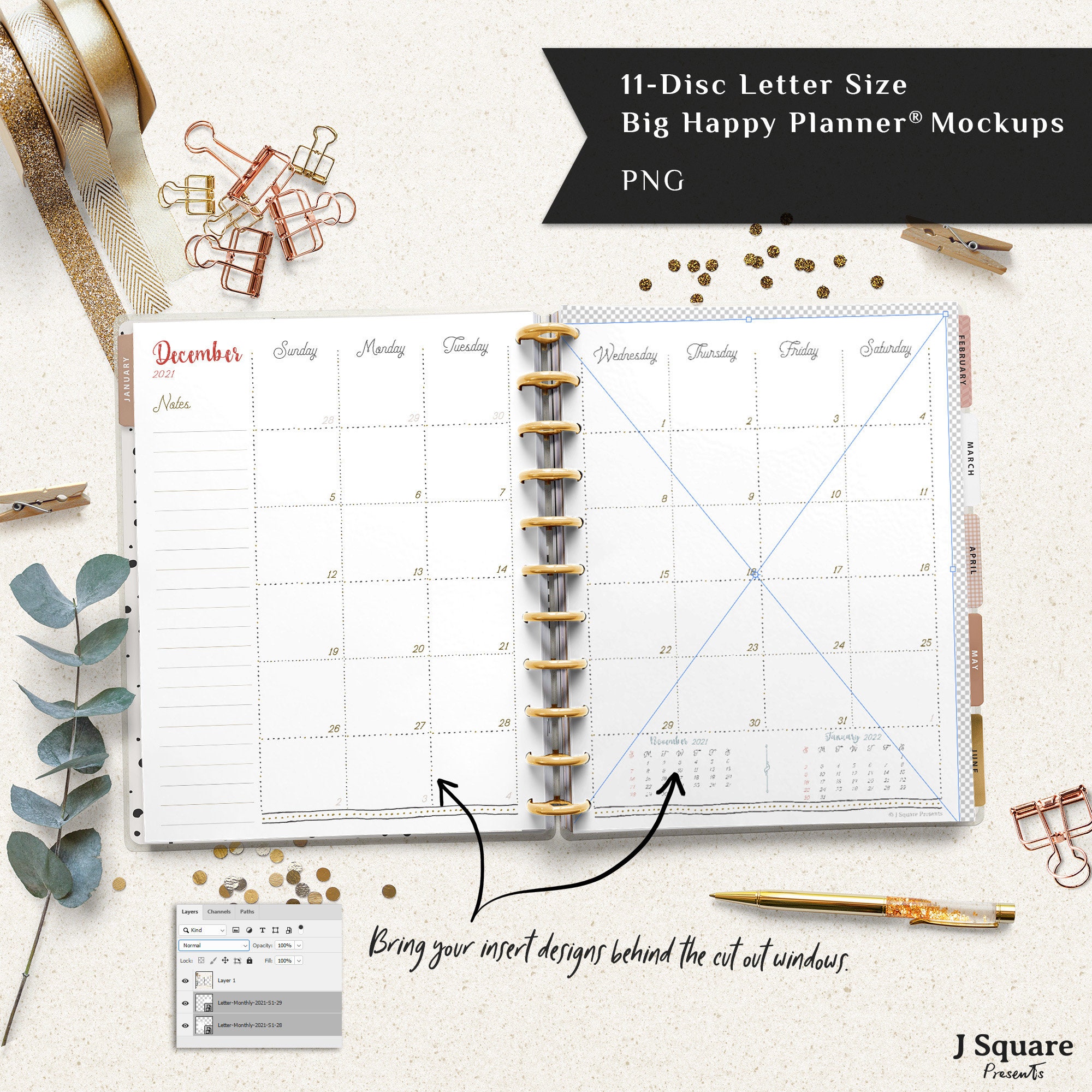 Letter Size Planner Mockup Styled Scene 1 Discbound Planner - Etsy