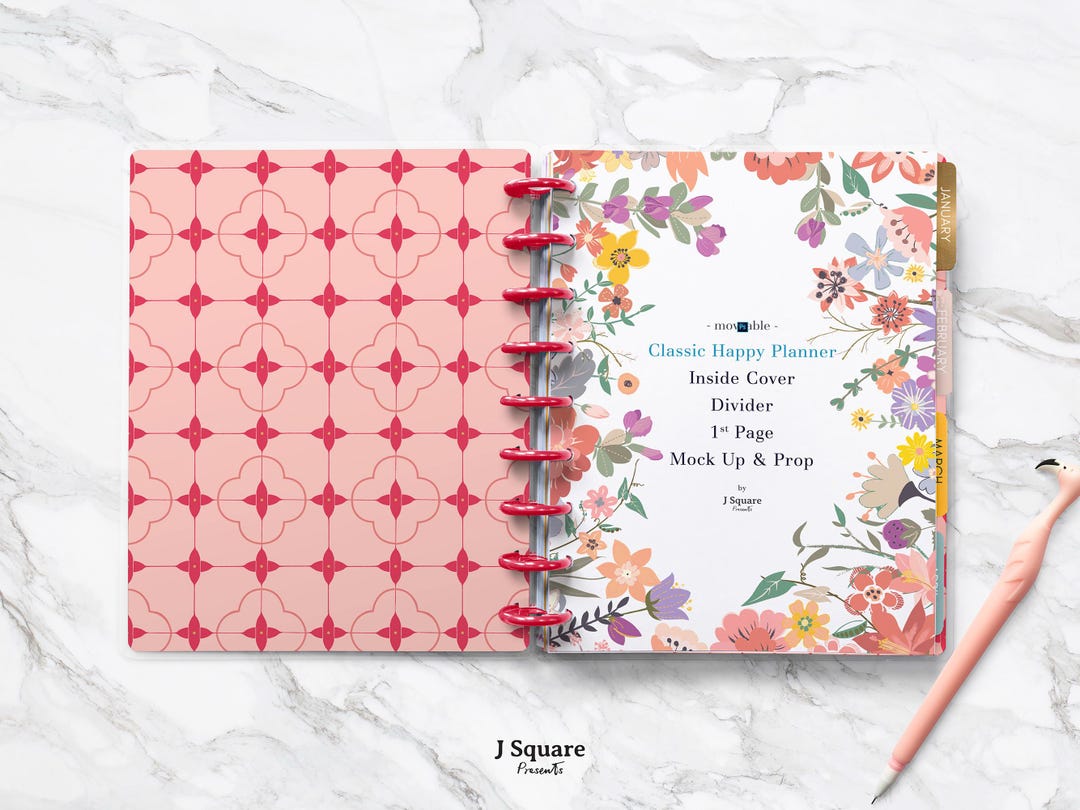 Classic Happy Planner Mockup, Inside Cover & Page (PSD) - Etsy