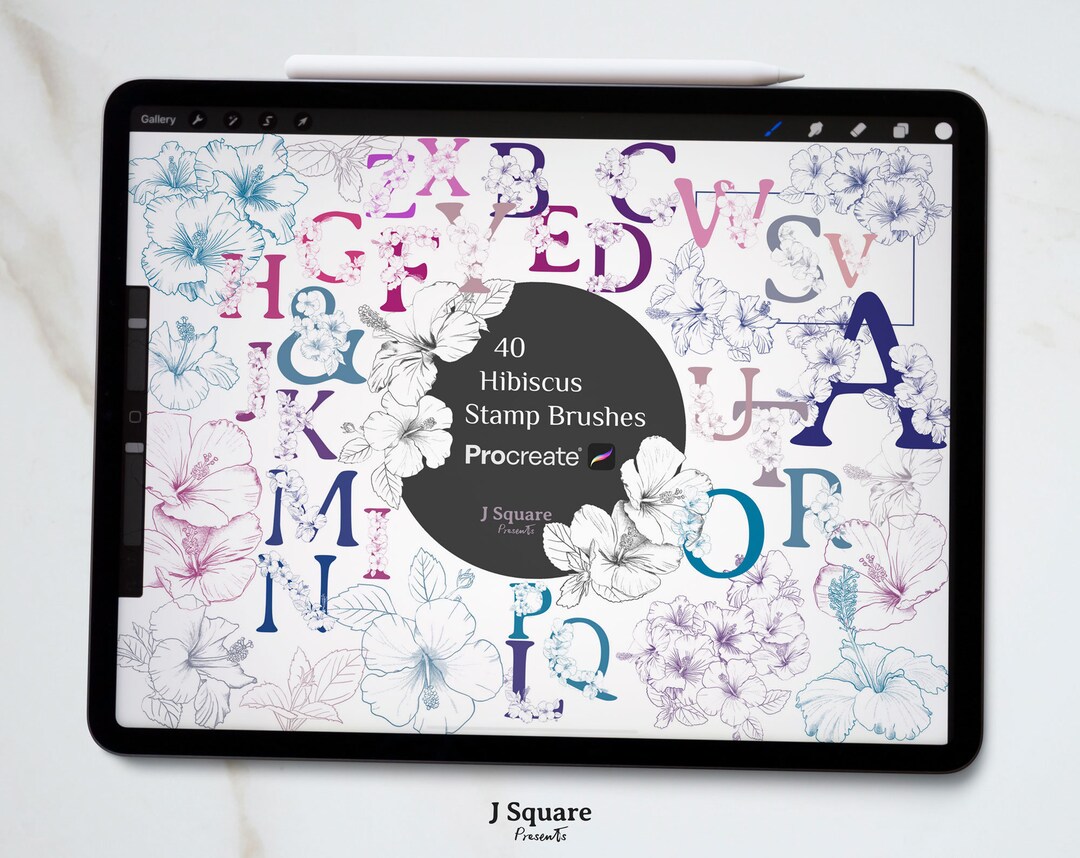 Procreate Hibiscus Stamps, 40 Hibiscus Flower Procreate Stamps ...