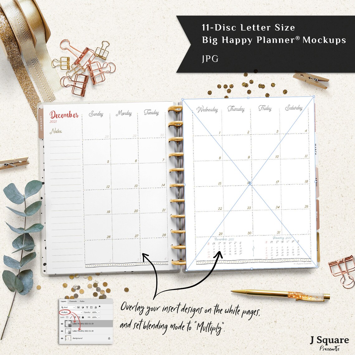 Letter Size Planner Mockup Styled Scene 1 Discbound Planner - Etsy