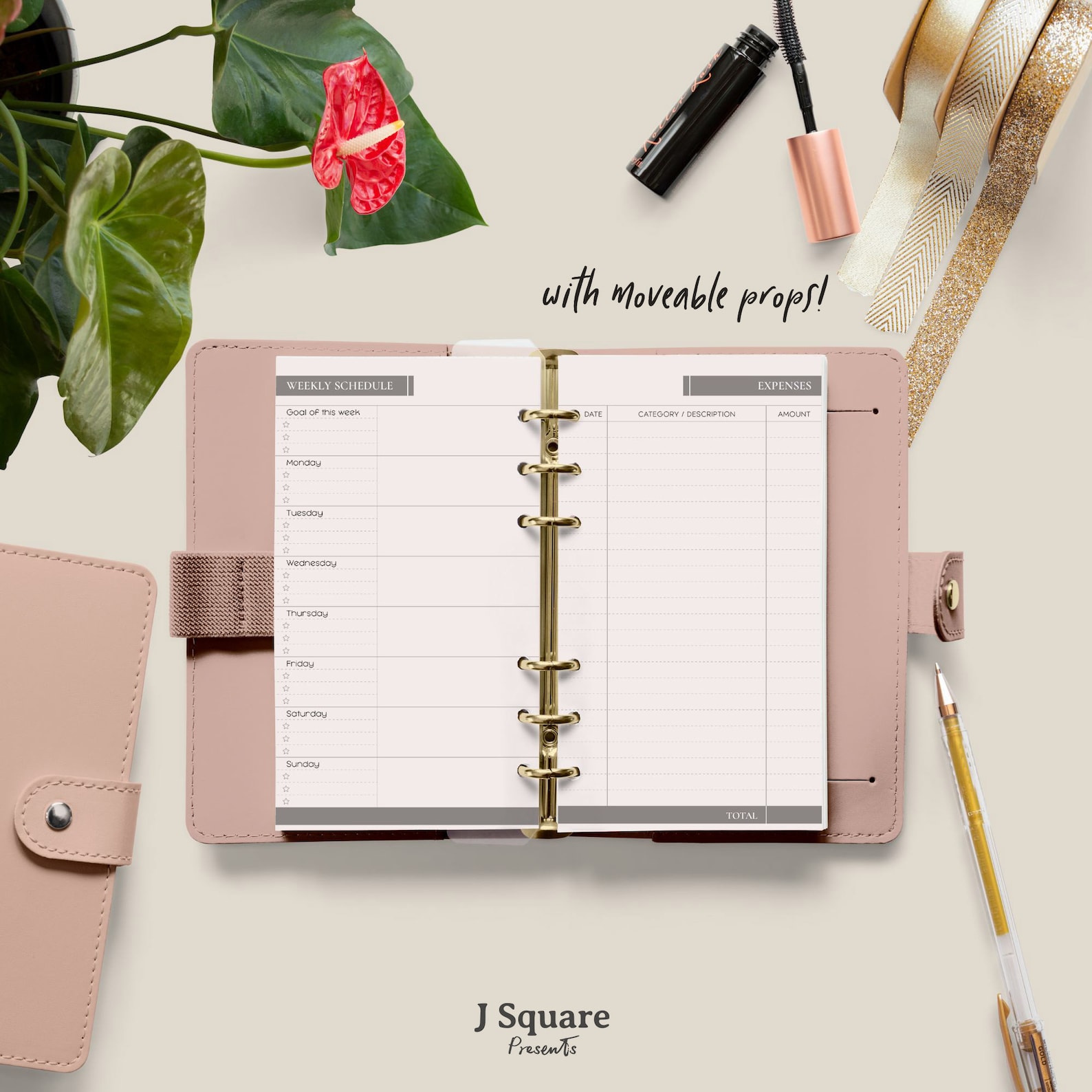 Personal Planner Inserts Mockup Template, Ring Bound Canva Mockup - Etsy