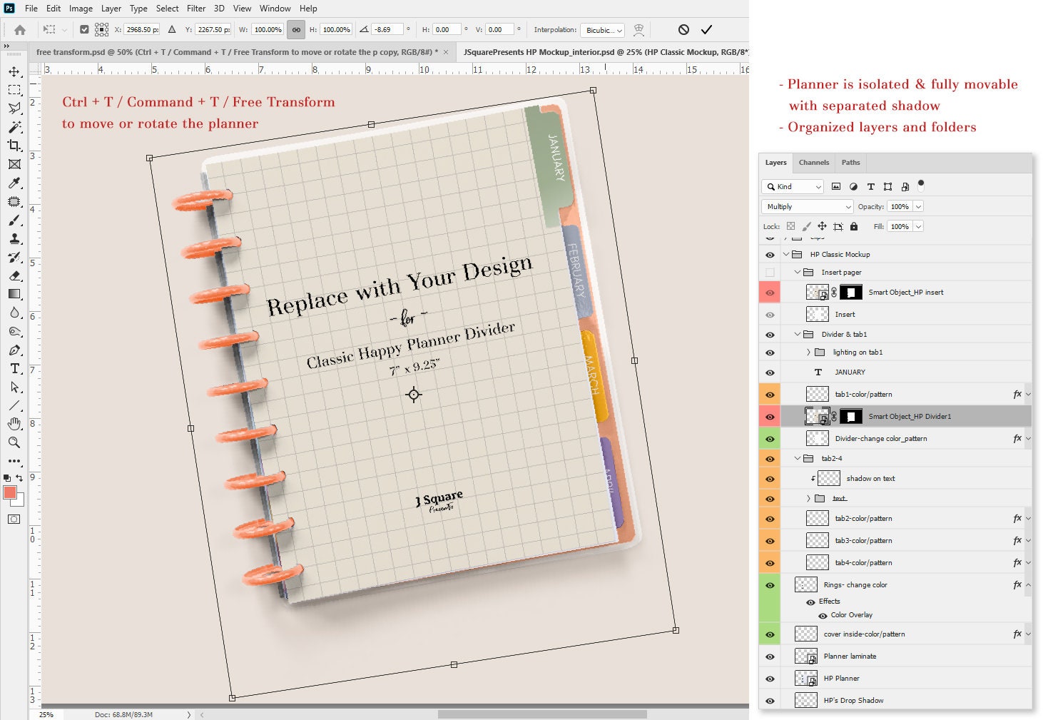 Happy Planner Mockup & Moveable Props, Classic Happy Planner Insert and ...