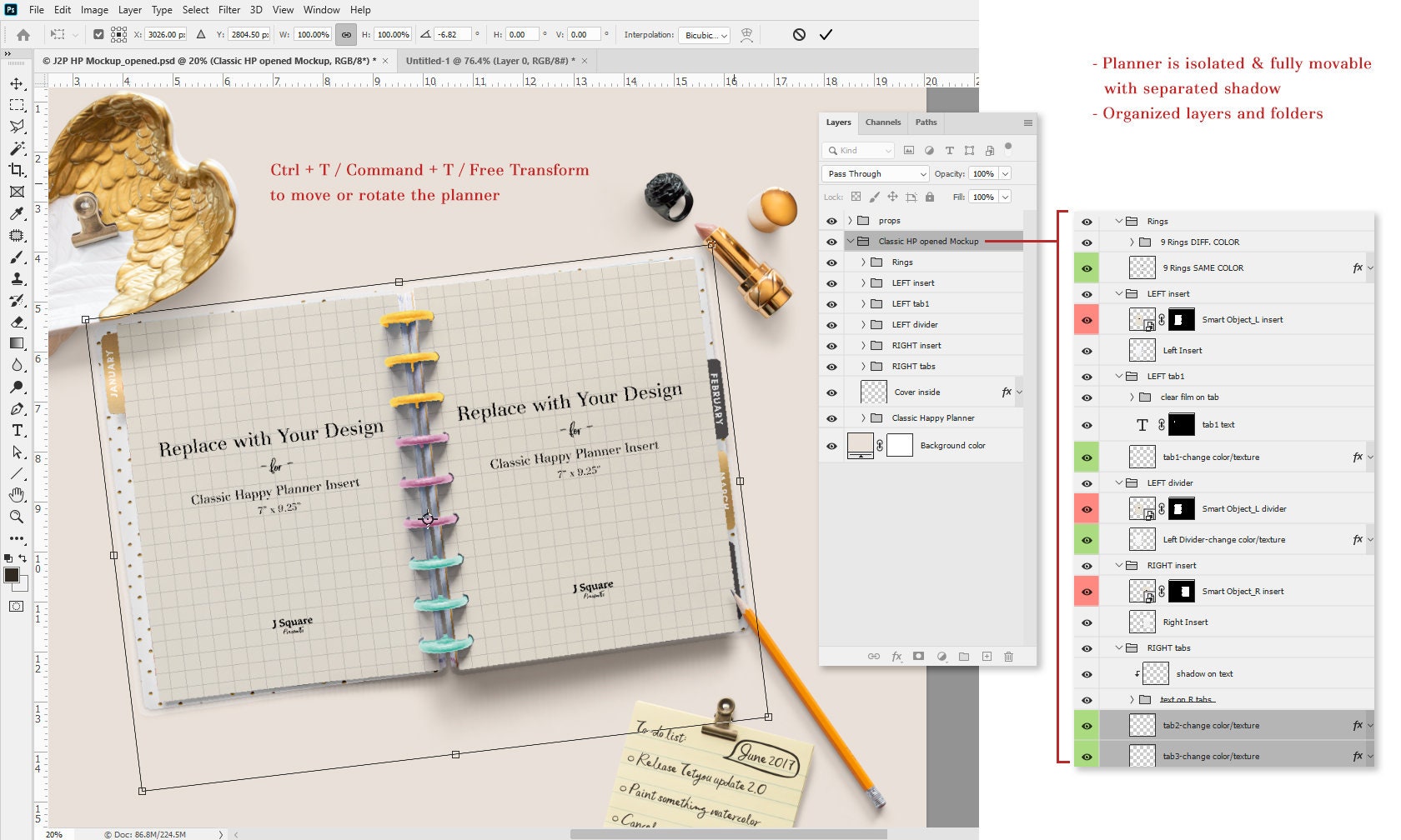 Happy Planner Mockup & Moveable Props Classic Happy Planner - Etsy