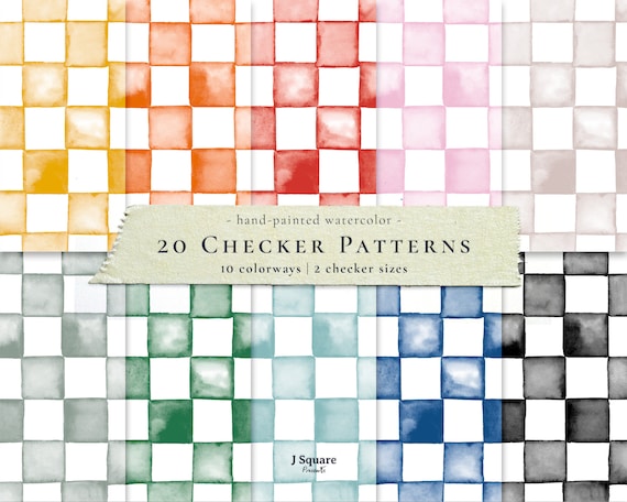 10 Watercolor Checker Printable Scrapbook Paper/ Checkered | Etsy