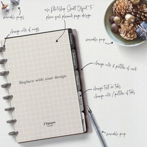 Planner Mockup & Moveable Props, Discbound Monthly Planner Folded ...