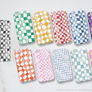 12 Watercolor Wavy Checker Printable Scrapbook Paper/ Checkerboard ...