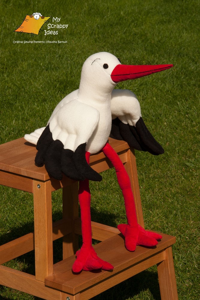 DIY Stately White Stork Fleece Toy/softie /stuffed Fabric Animal /bird ...
