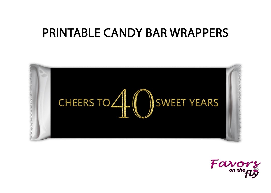 40th Birthday Printable Candy Bar Wrappers for DIY Printing Digital ...