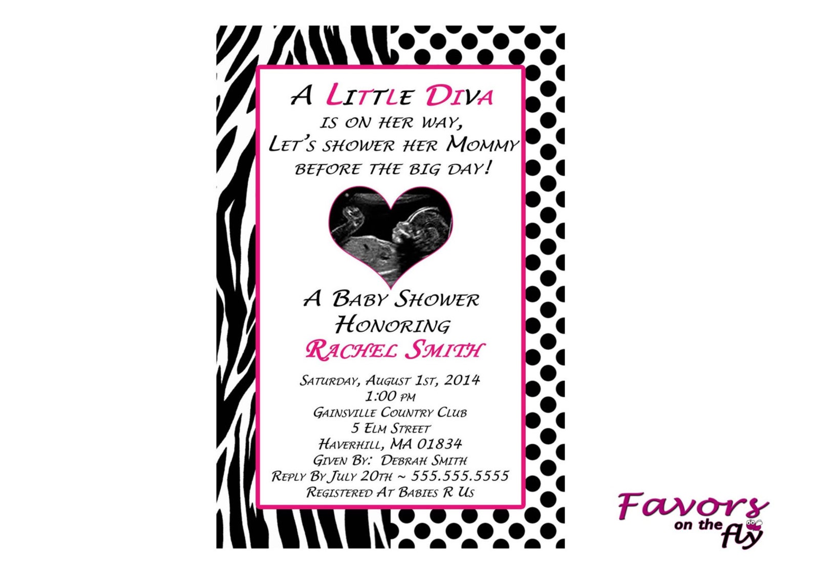 Little Diva Baby Shower Invitations Personalized With Ultrasound ...