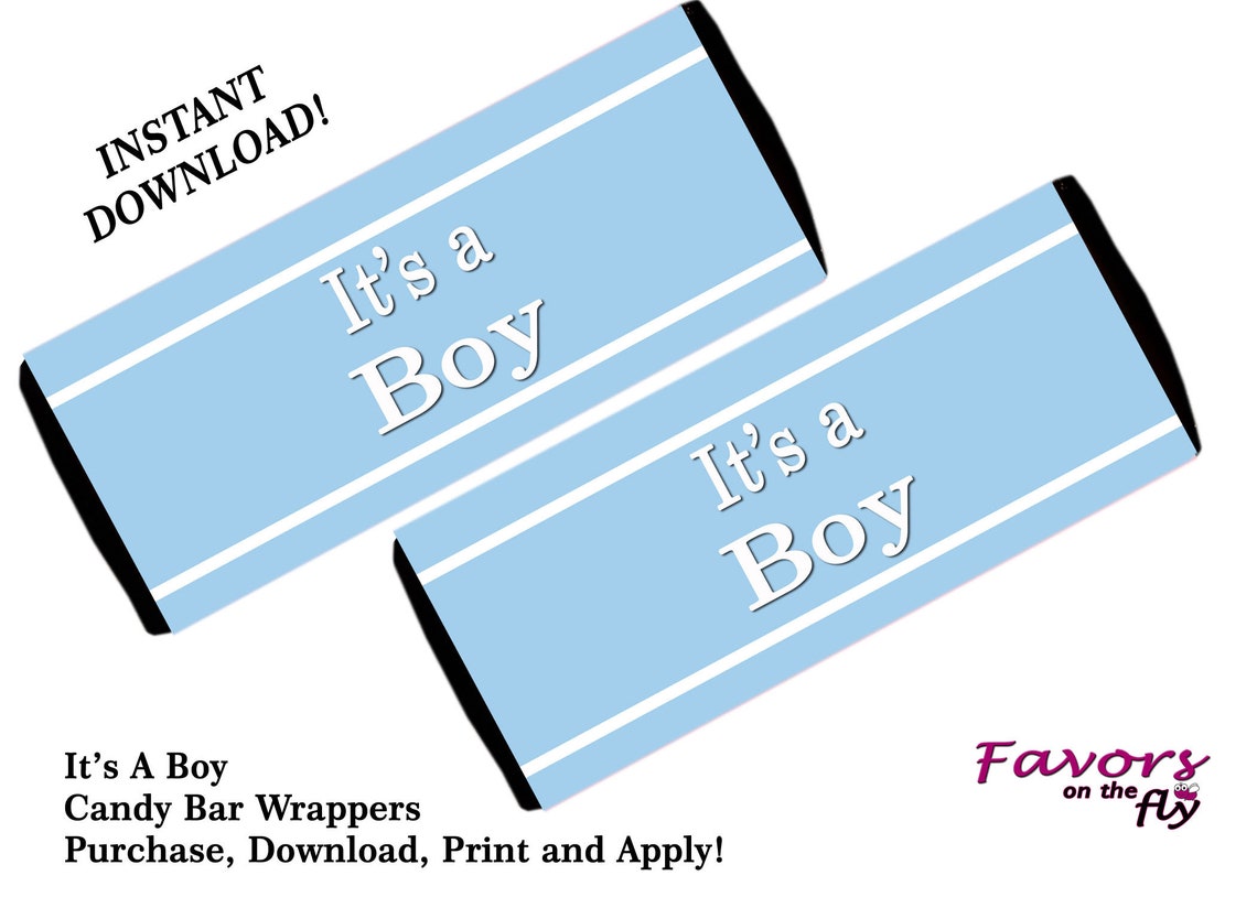 It's a Boy Blue Candy Bar Wrapper for Baby Announcement Baby Shower ...