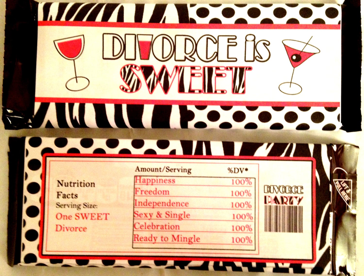 Divorce Party Adhesive Candy Bar Wrappers - Sweet Divorce Party Favors ...