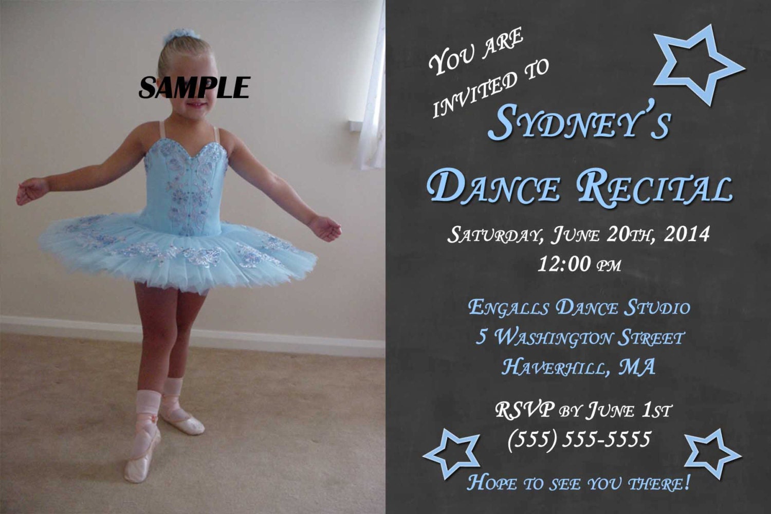 Dance Recital or Birthday Personalized Invitation With 1 2 3 - Etsy