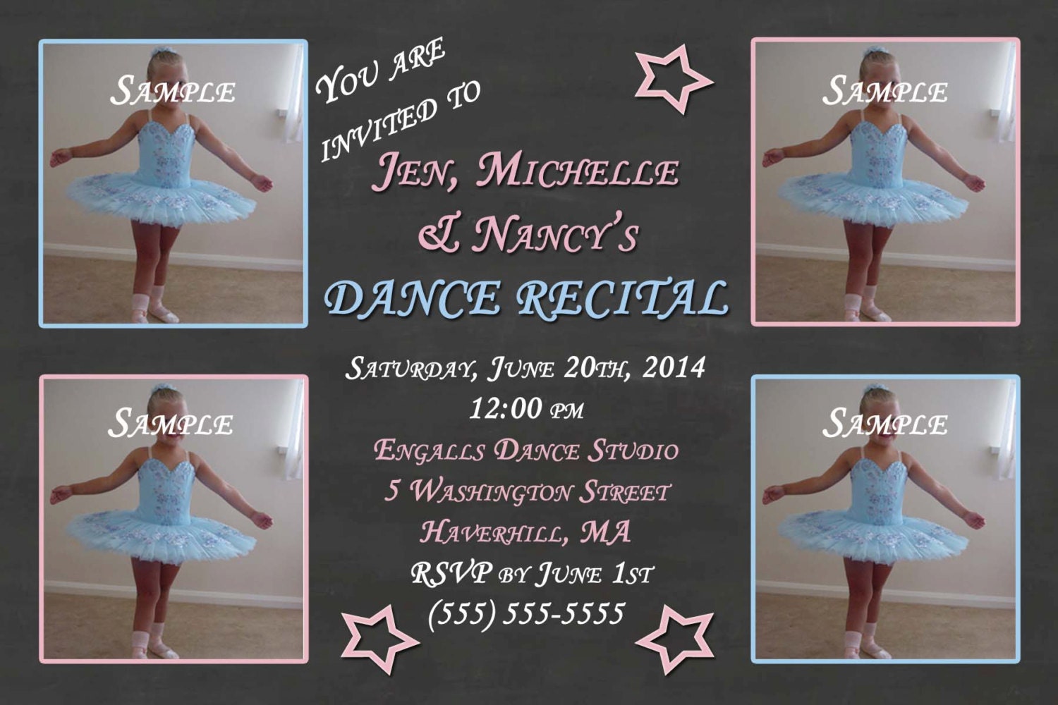 Dance Recital or Birthday Personalized Invitation With 1 2 3 - Etsy
