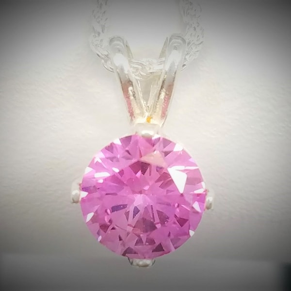 Lab Created Pink Sapphire Necklace - Etsy