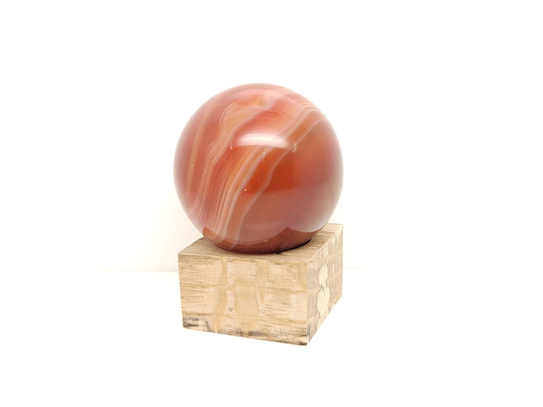 Red Banded Agate Sphere With Custom Wood Base Display Stand - Etsy