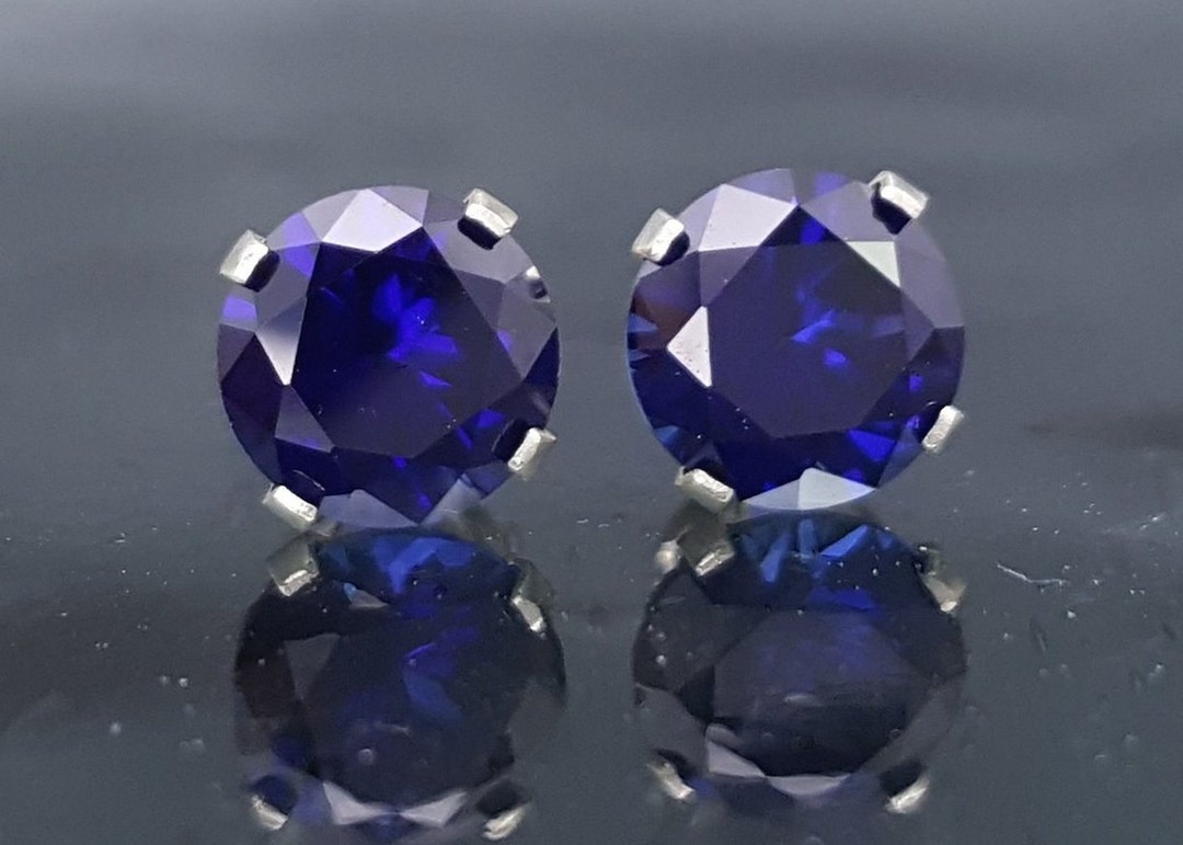 Pendientes de zafiro azul - Etsy España