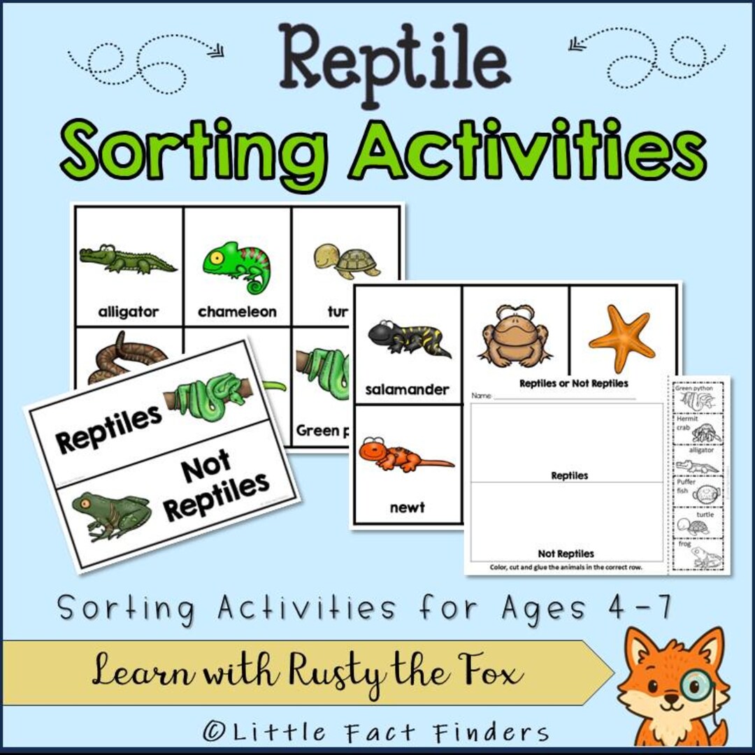 Preschool Reptile Sorting Activity | Science Center Classification Game ...