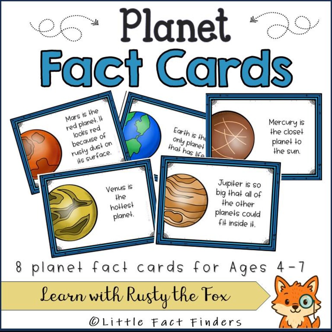 Planet Fact Cards for Kids | Solar System Learning (PDF) - Etsy