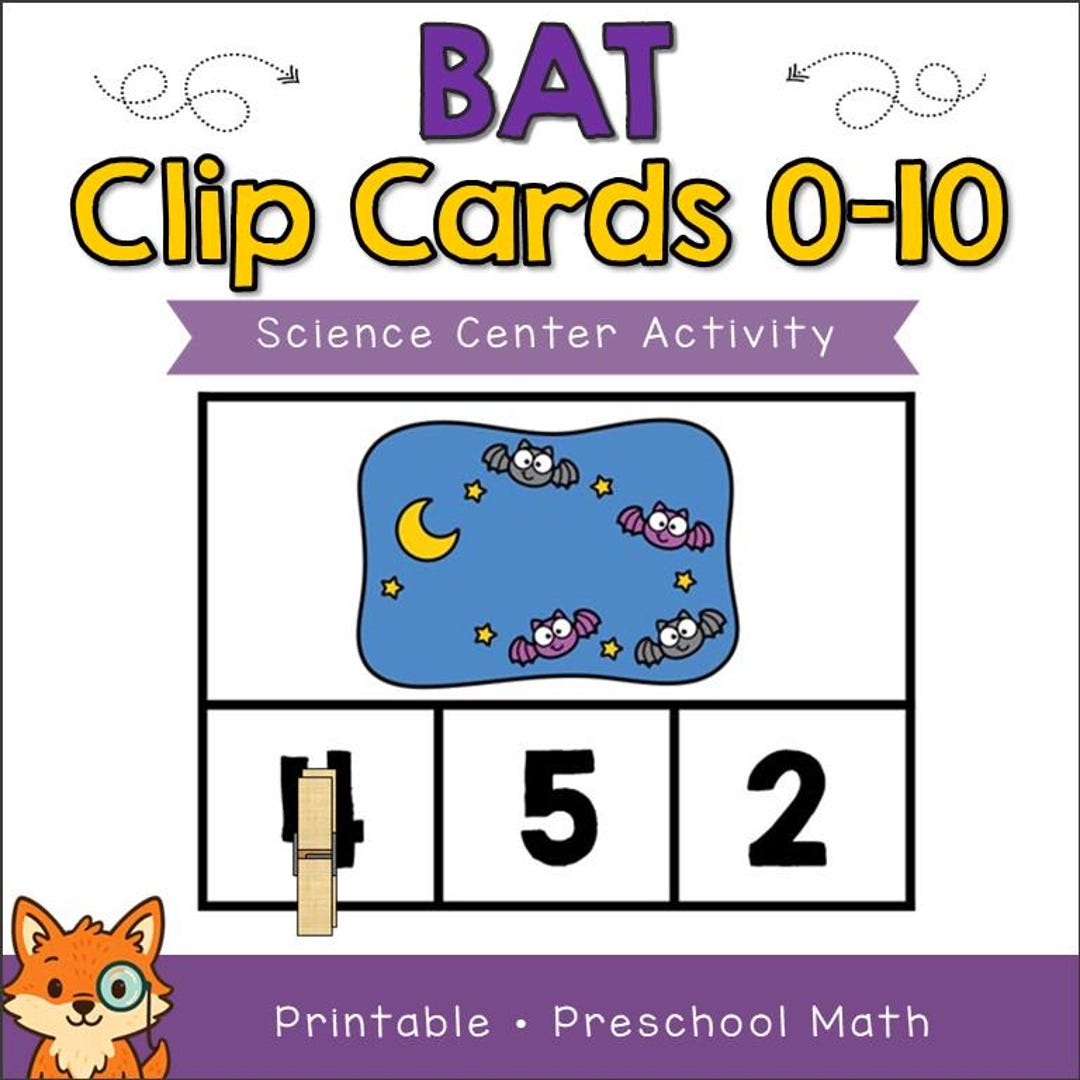 Bat Counting Clip Cards 0-10 | Preschool Number Recognition Activity ...
