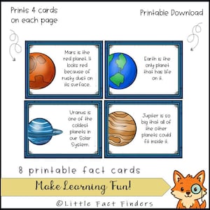 Planet Fact Cards for Kids | Solar System Printables | Outer Space ...
