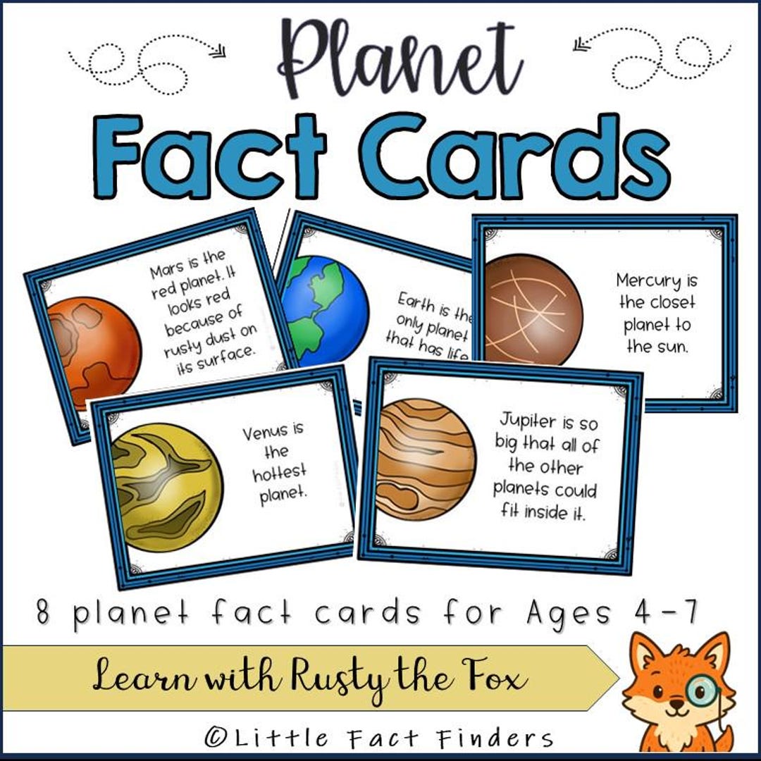 Planet Fact Cards for Kids | Solar System Printables | Outer Space ...