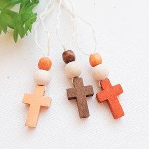 Wood Car Cross, Rearview Mirror Cross, Small Cross Car Charm, Christian ...