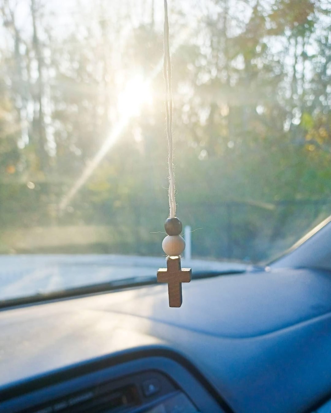 Wood Car Cross, Rearview Mirror Cross, Small Cross Car Charm, Christian ...